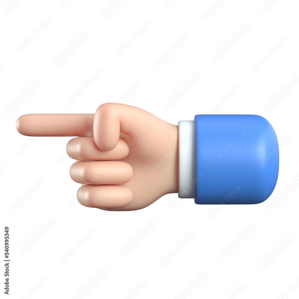 Cartoon 3d hand showing direction, business hand pointing index finger ...