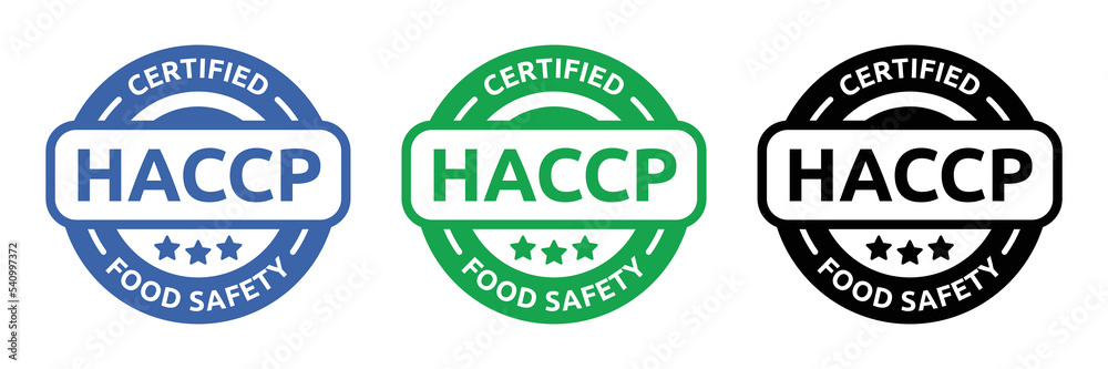 HACCP round stamp icon set. Hazard analysis and critical control points ...