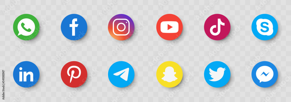 Collection of popular social media logo's. Facebook, instagram, twitter ...