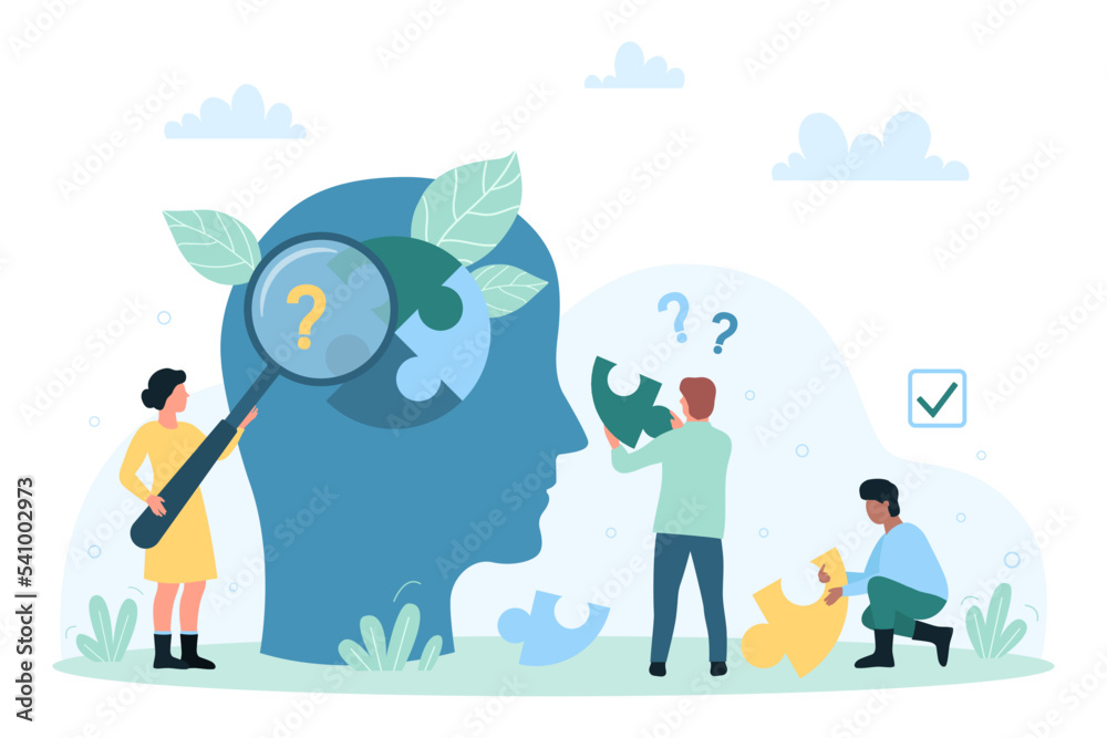 Mental health, support in brain disorders vector illustration. Cartoon ...