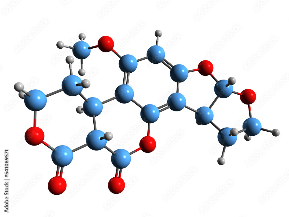 3D image of aflatoxin G2 skeletal formula - molecular chemical ...