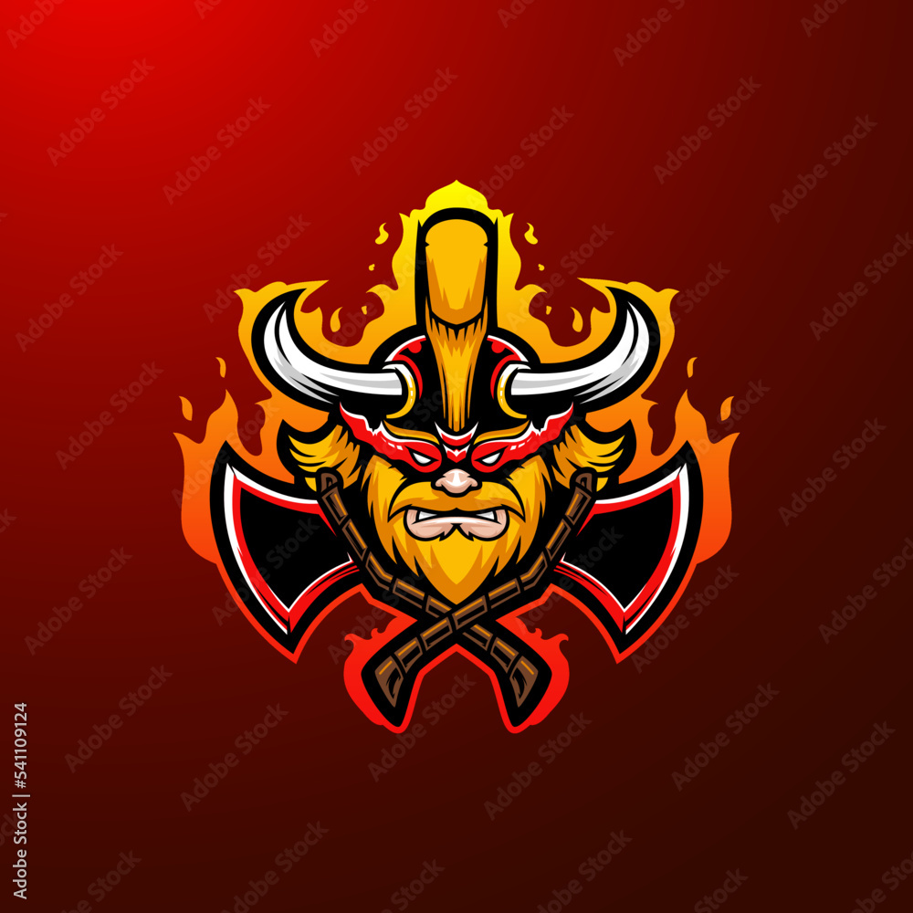 Angry dwarf gaming esport emblem mascot logo. Barbarian with beard ...