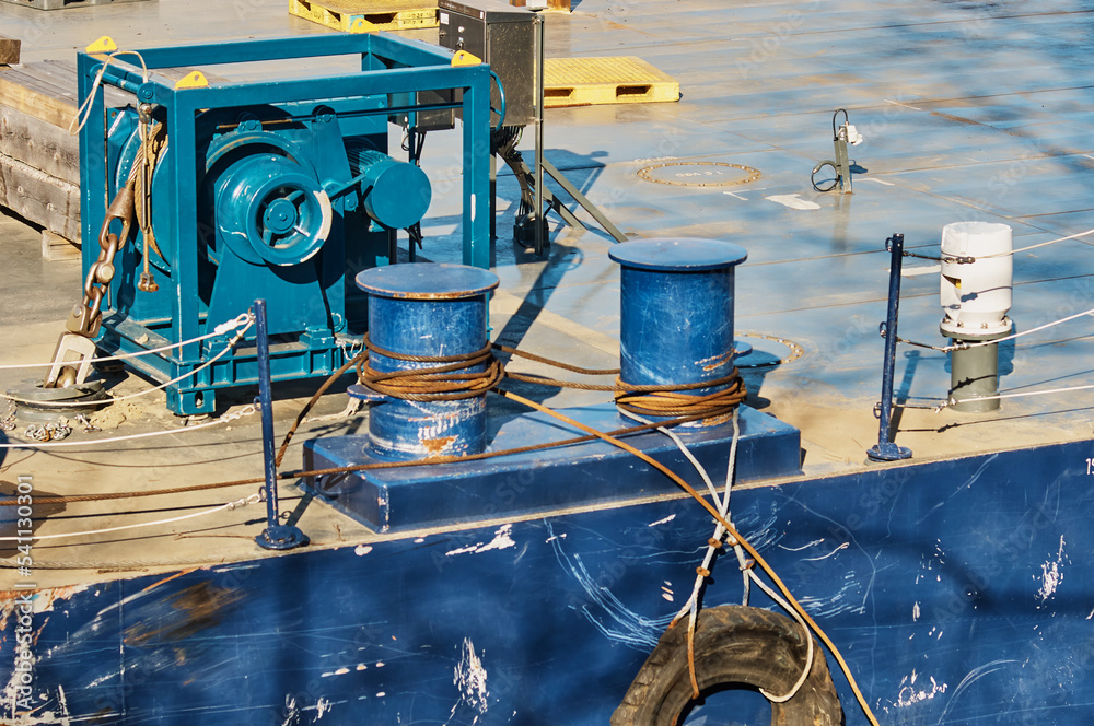 Ship anchor windlass. Electric deck mechanism for raising and lowering ...
