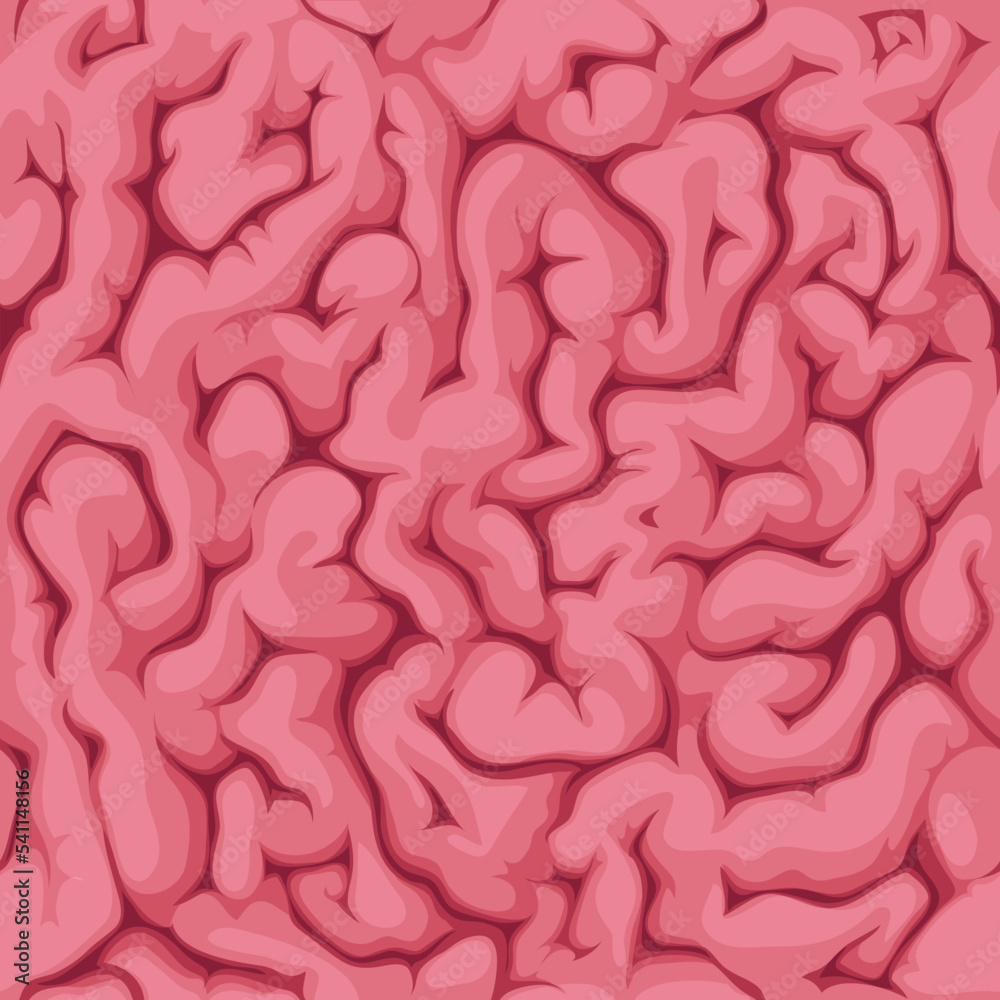 Human brain seamless pattern. Pink vector background with cranium ...