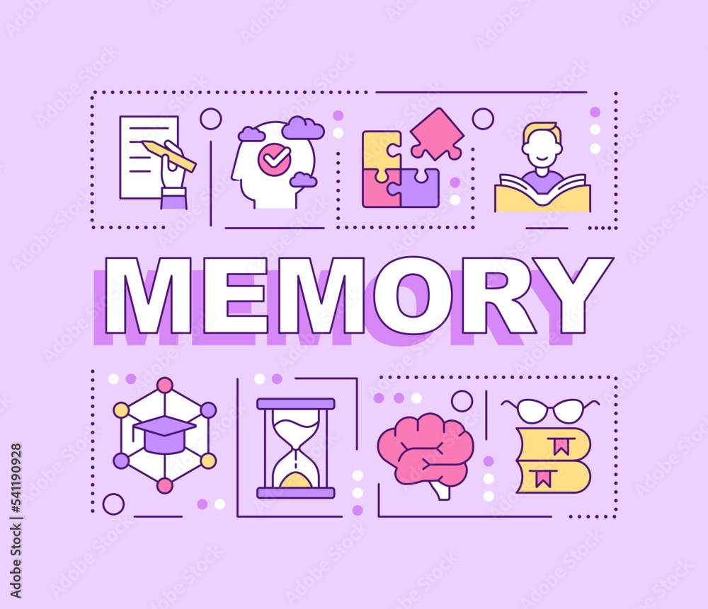 Memory word concepts pink banner. Memorizing process. Learn new things ...
