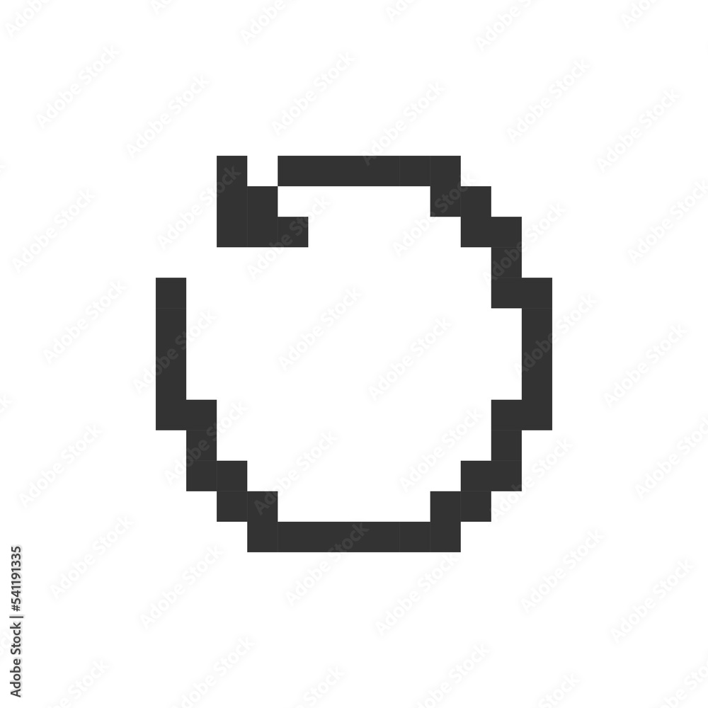 Turn pixelated ui icon. Refresh page. Rotating arrow. Go back. Previous decision. Editable 8bit ...