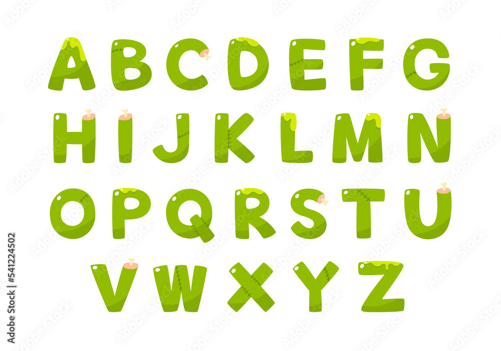 Cute spooky green zombie alphabet fonts for the Halloween holiday. Cute ...