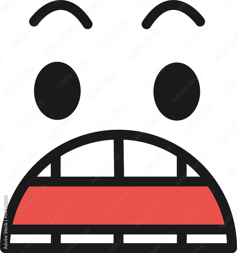 Cartoon doodle of facial expression emoticon, Startled face. Stock ...