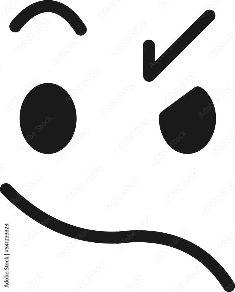 Cartoon doodle of facial expression emoticon, Bipolar symptoms face ...