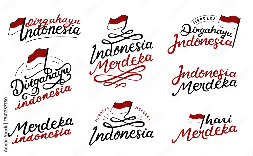 Indonesian Independence day lettering quotes. Hand written independence ...