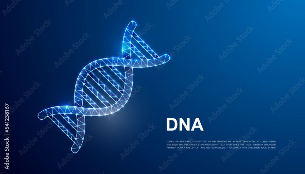 Stock-Vektorgrafik „DNA spiral 3d polygonal symbol for website template. Low poly Genetic helix ...