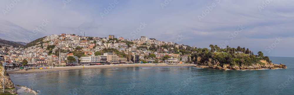 Amazing view on Ulcinj town in Montenegro. Clock Tower of Ulcinj Sahat ...