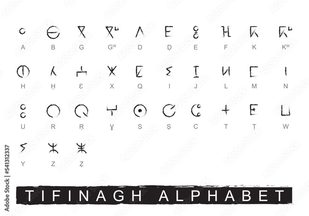 Tifinagh Alphabet, Amazigh text vector, berber letter, tifinagh hand ...