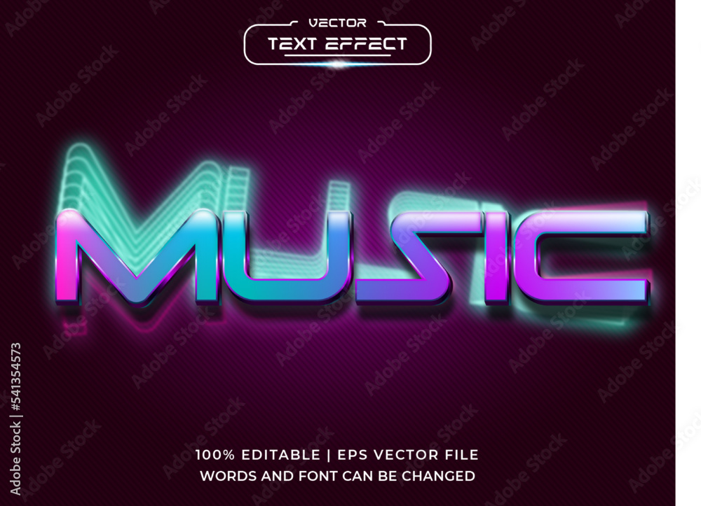 Music Editable 3D Text Effect, template style text mockup Stock Vector ...