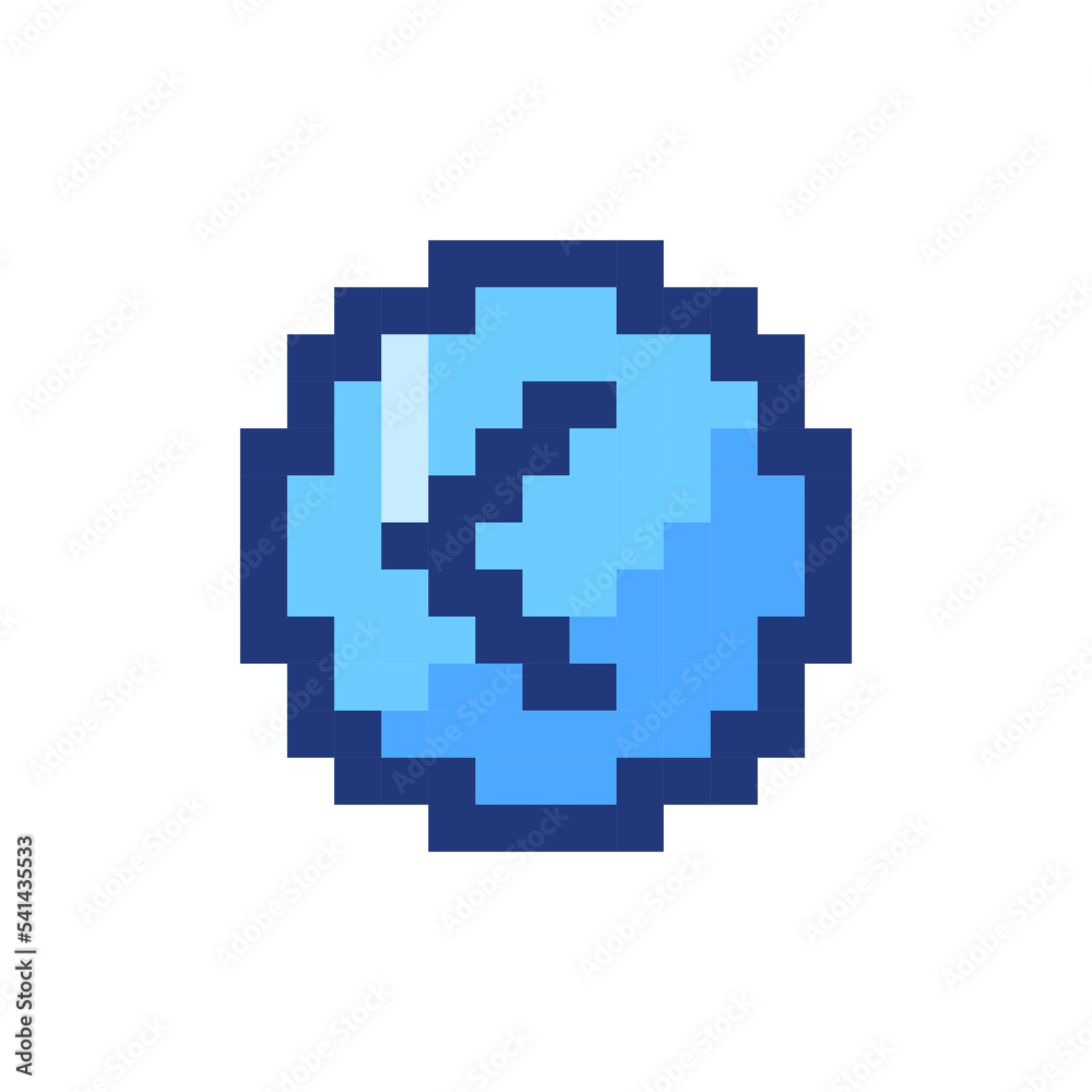 Arrow left button pixelated RGB color ui icon. Move back. Previous track. Simplistic filled 8bit ...