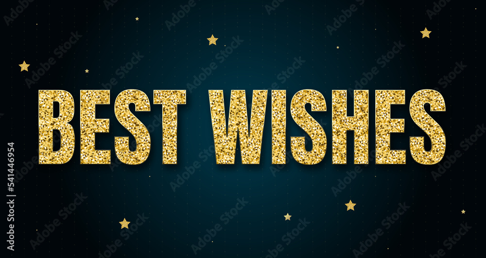 best wishes in shiny golden color, stars design element and on dark background. Stock ...