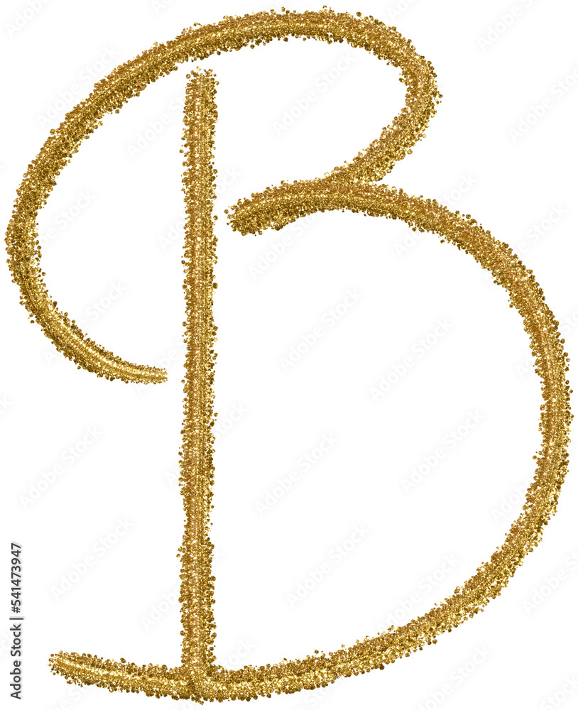 Gold Calligraphy Alphabet Letter B, Cursive B Stock Photo | Adobe Stock