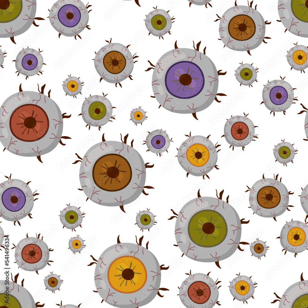 Creepy eyes vector seamless pattern. Halloween scary eyeballs texture ...