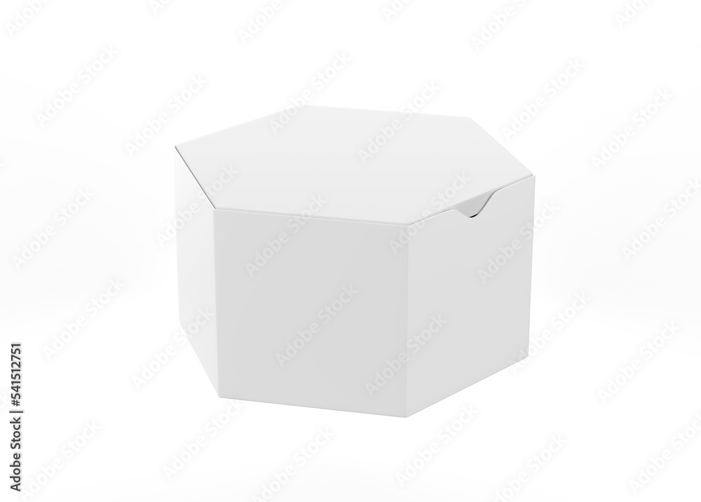 hexagon box mockup isolated on white background. 3d illustration Stock ...