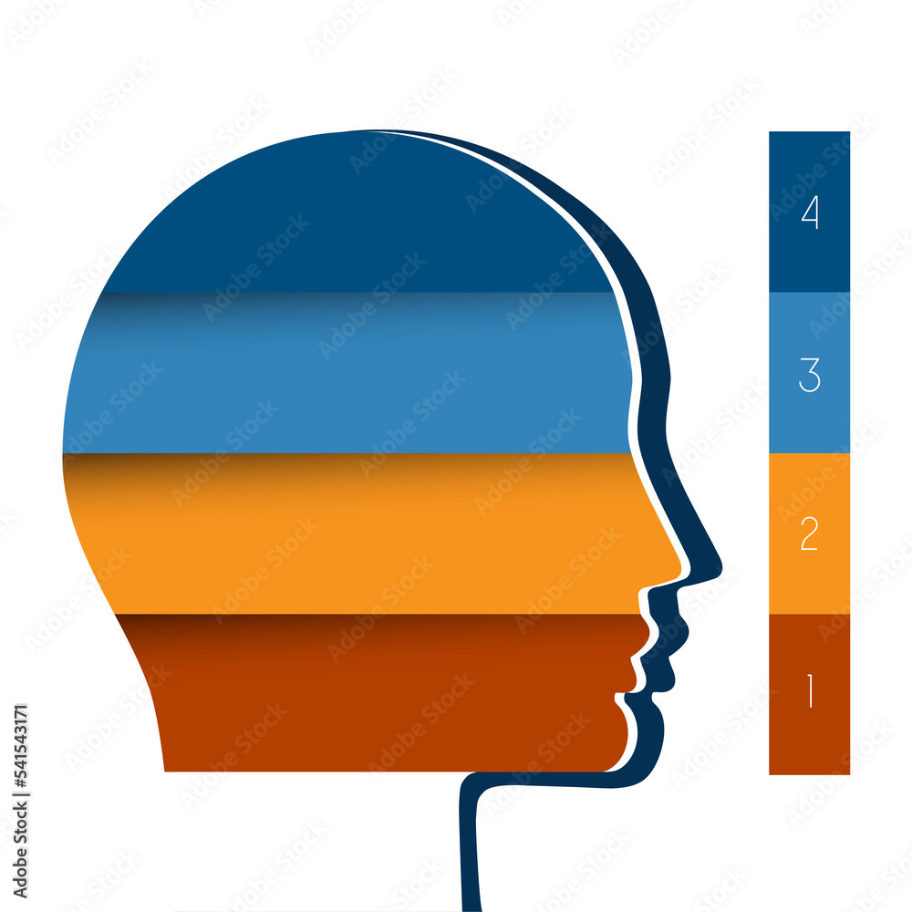 Infographic templates, concept diagram, human head, 4 positions ...