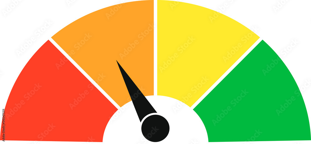 Color tachometers, flowmeter with indicator in green, orange and red ...