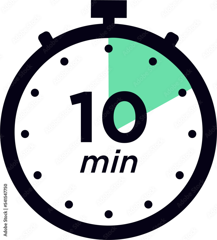 Timer clock stopwatch isolated icon. 10 min. Label cooking time. Illustration Stock Illustration Adobe Stock