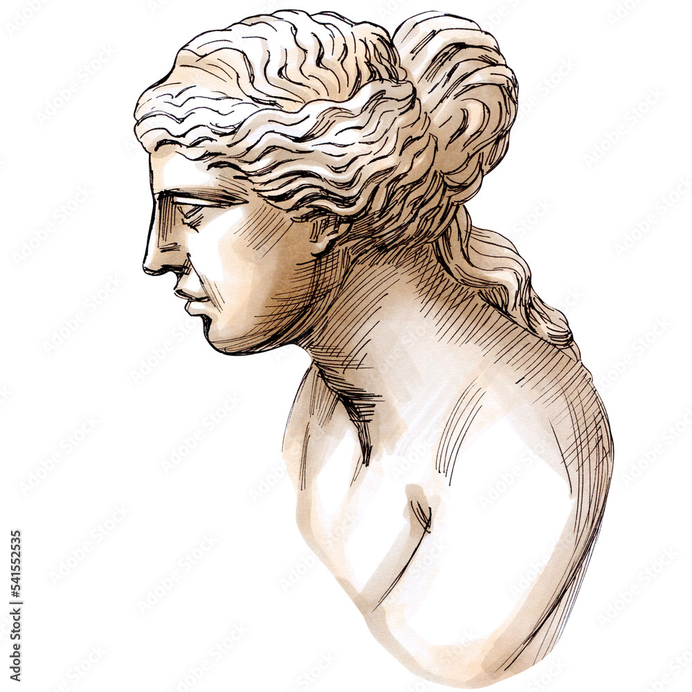 Venus, the ancient Greek goddess of love, sketch markers illustration ...