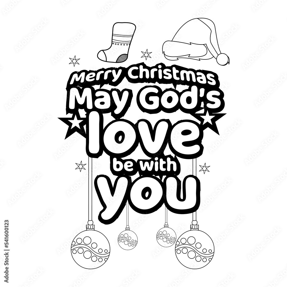 Merry Christmas Coloring page. Christmas line art coloring page design ...