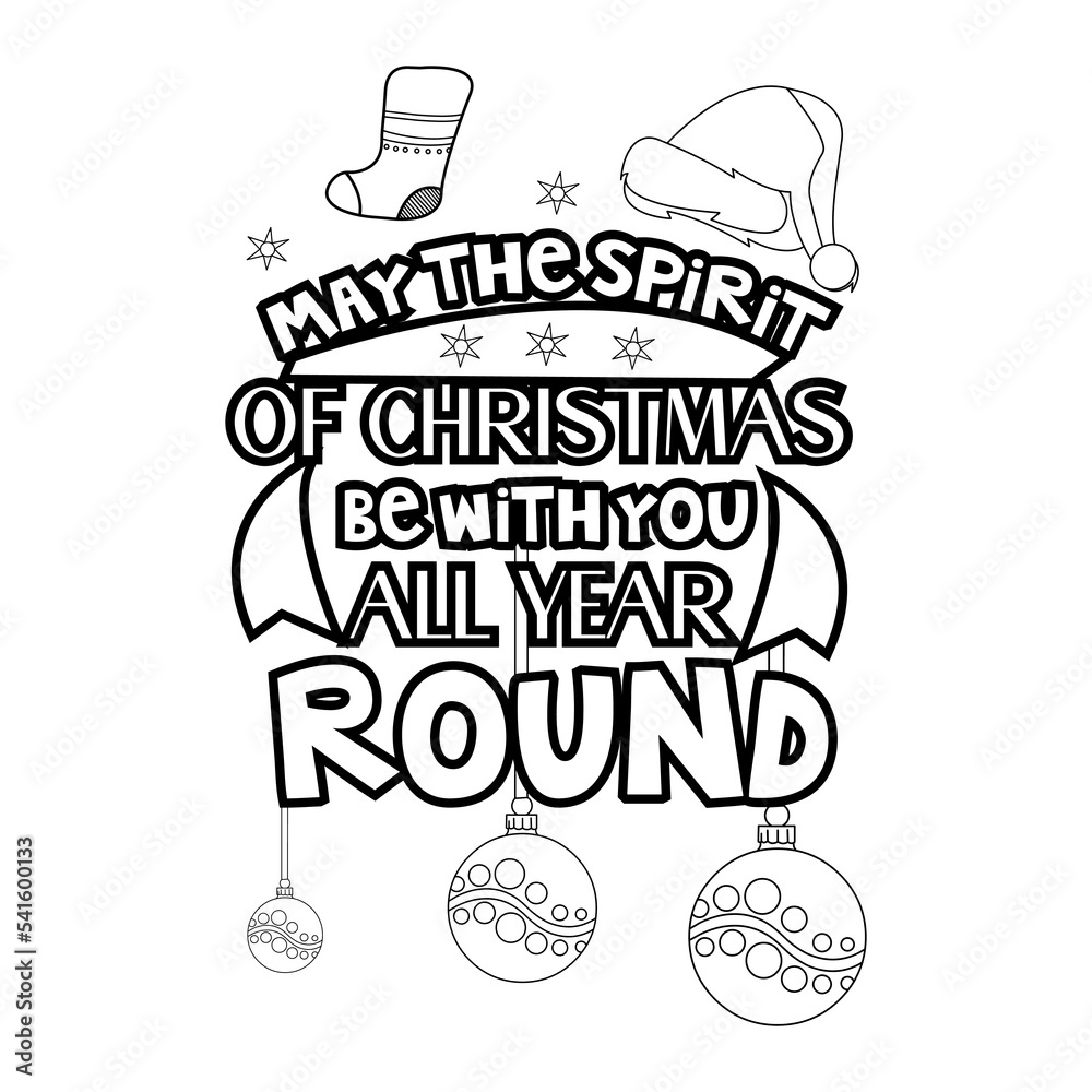 Merry Christmas Coloring page. Christmas line art coloring page design ...