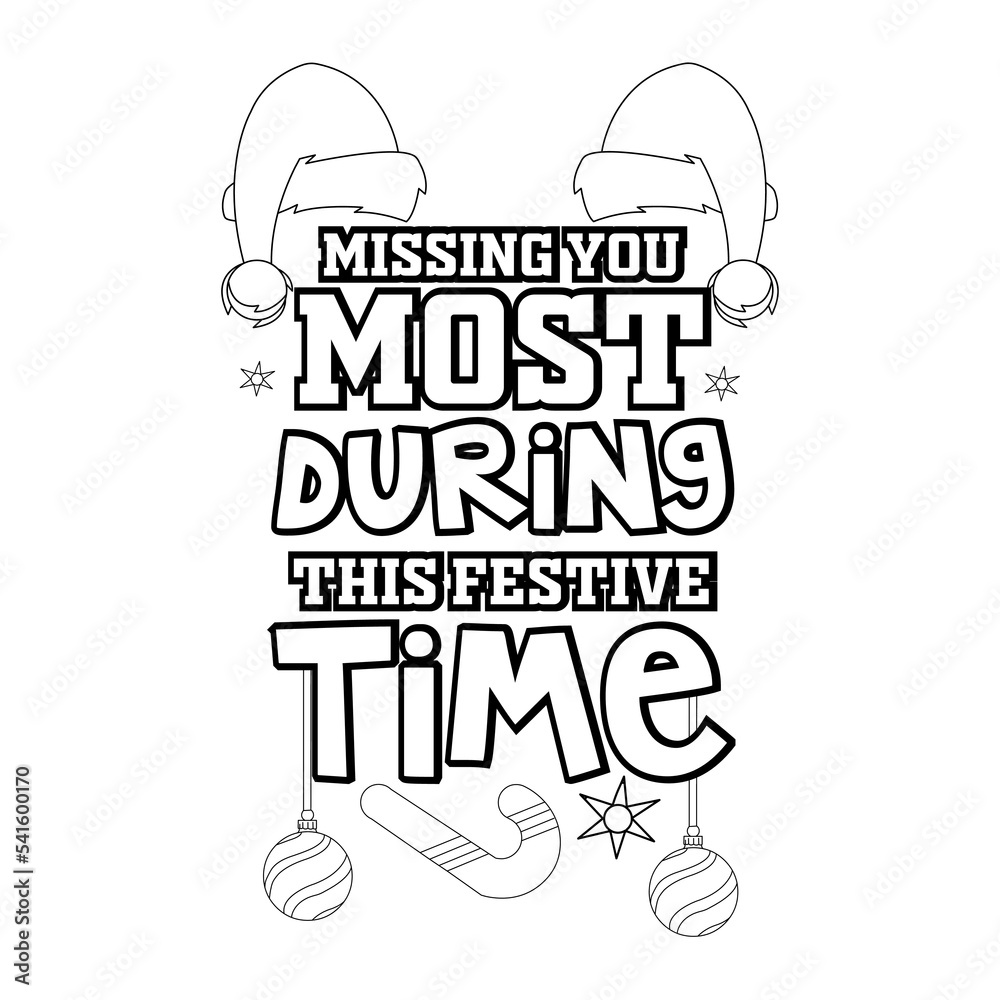 Merry Christmas Coloring page. Christmas line art coloring page design ...