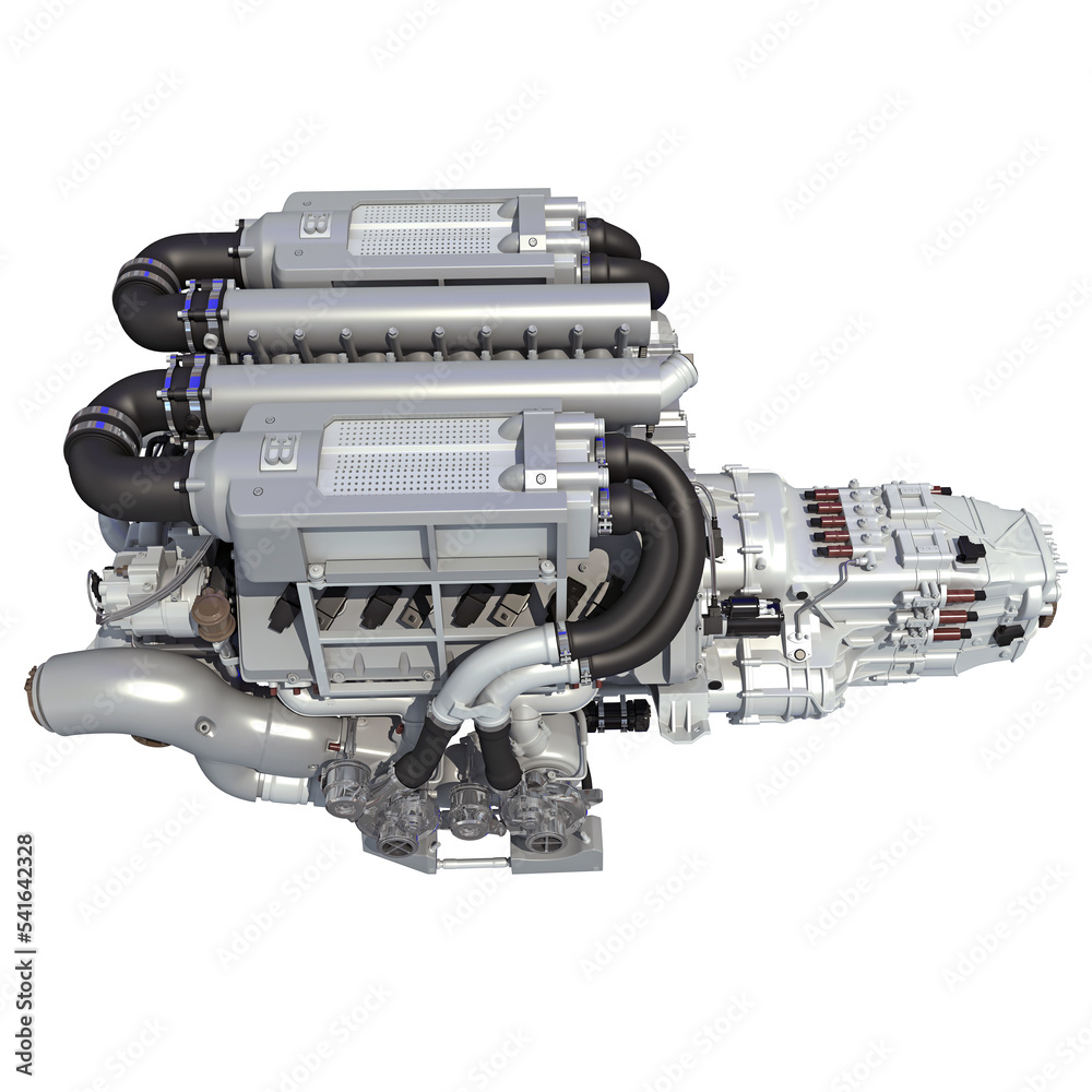 V16 Engine 3D rendering on white background Stock Illustration | Adobe ...