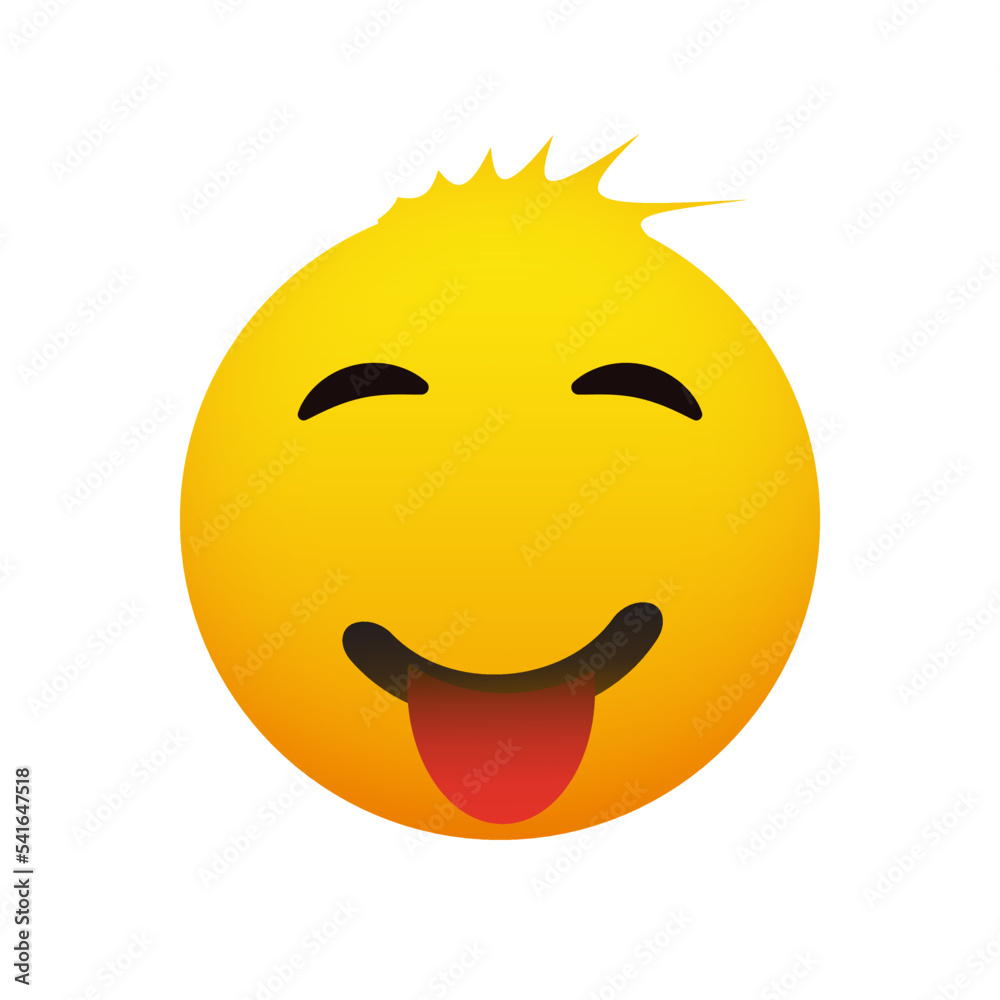 Smiling Emoji with Blowsy Hair and Stuck Out Tongue - Simple Shiny ...