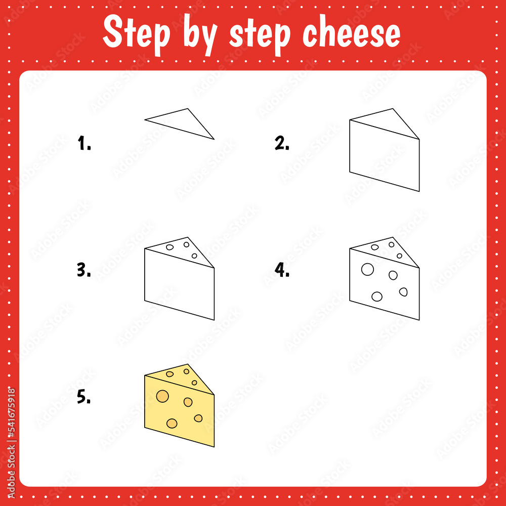 Educational worksheet for kids. Step by step drawing illustration ...