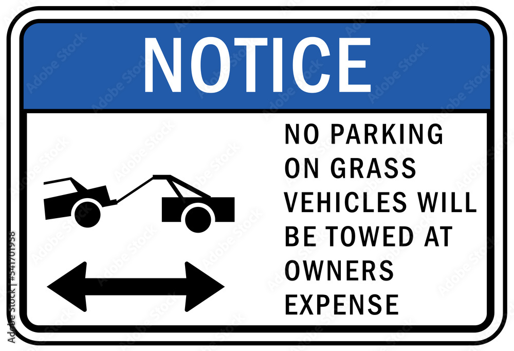 parking sign and labels tow away zone no parking violator will be ...