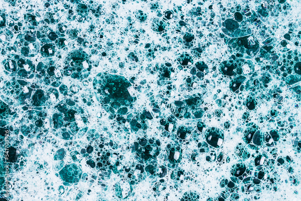 Water foam texture. Blue bubble spa background. Foam structure backdrop ...