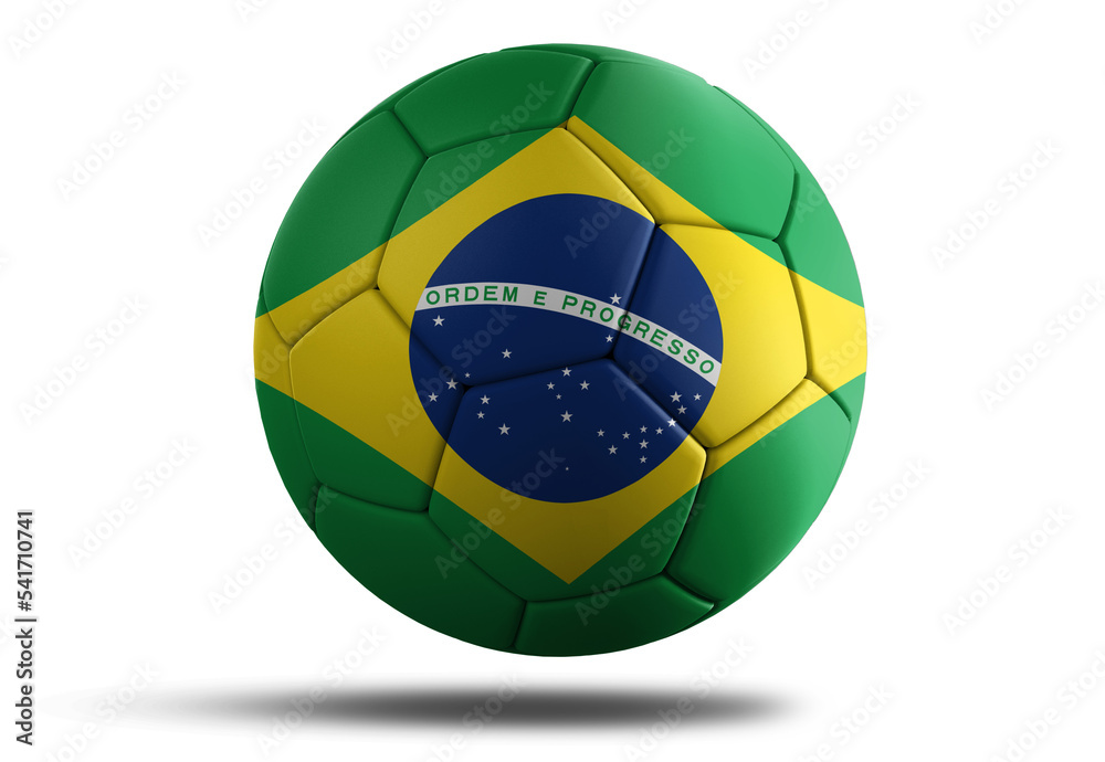 Brazil flag football ball for 2022 Soccer World Cup. Brazilian country ...