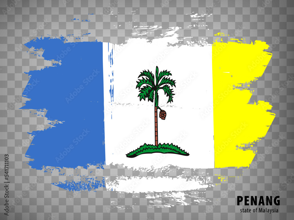 Flag of Penang from brush strokes. Flag State Penang of Malaysia with ...