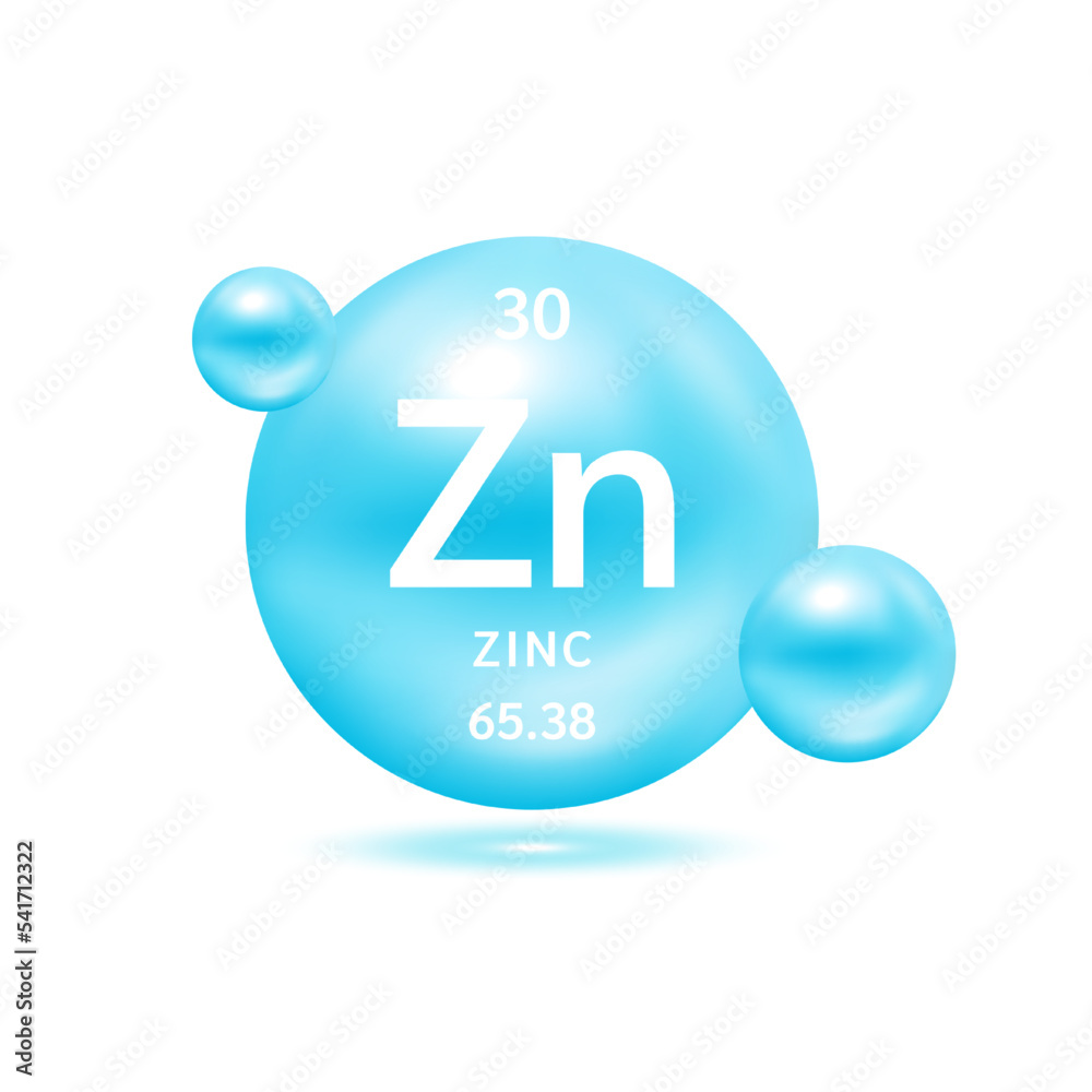Zinc molecule models blue and chemical formulas scientific element ...