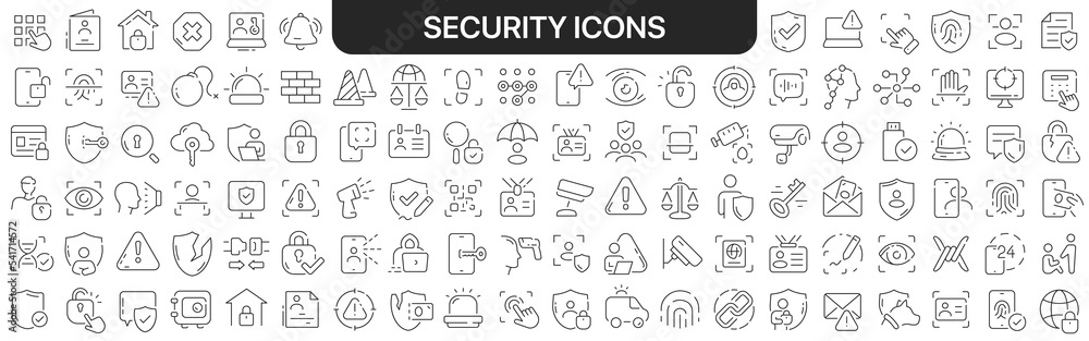 Security icons collection in black. Icons big set for design. Vector ...