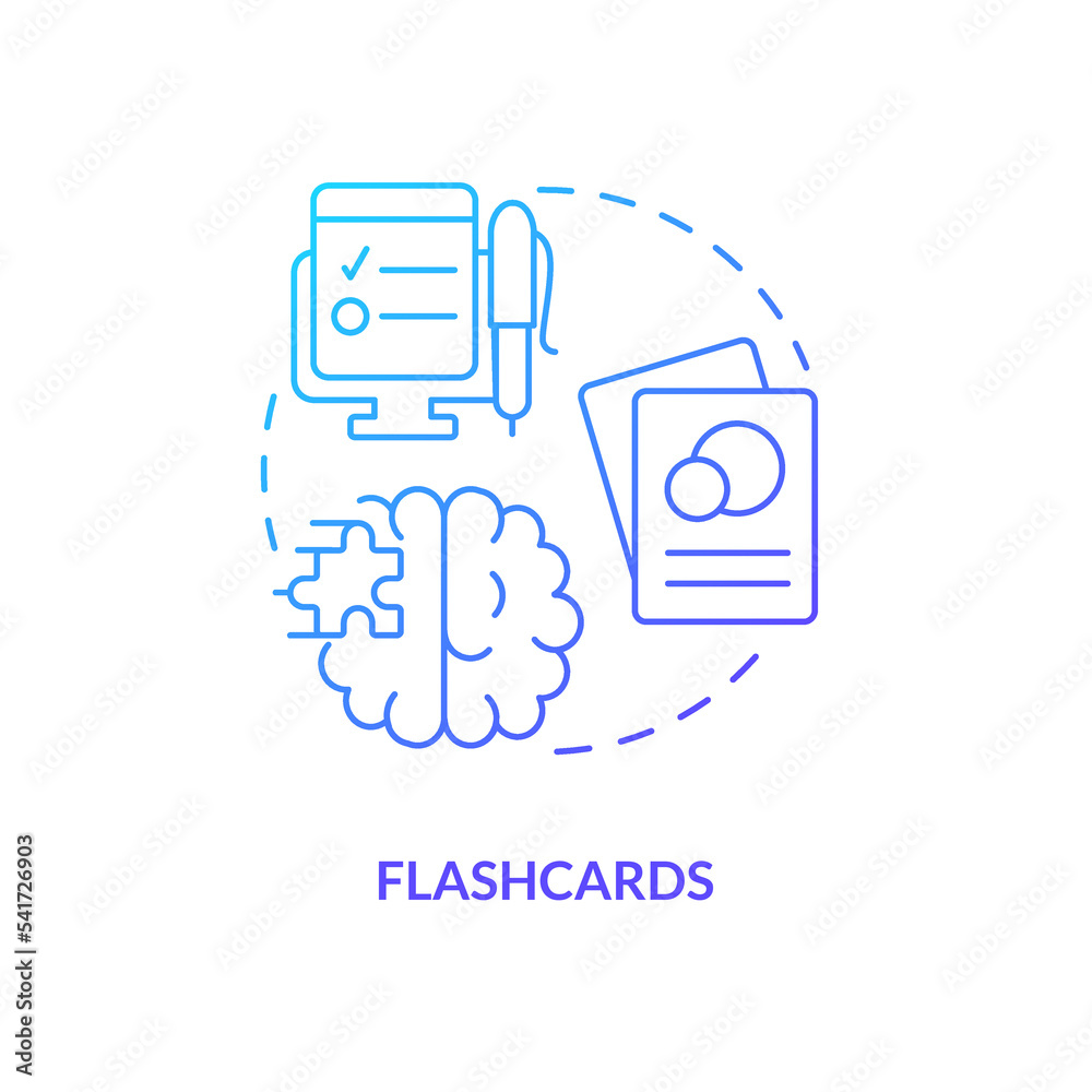 Learning flashcards blue gradient concept icon. Visualize information ...