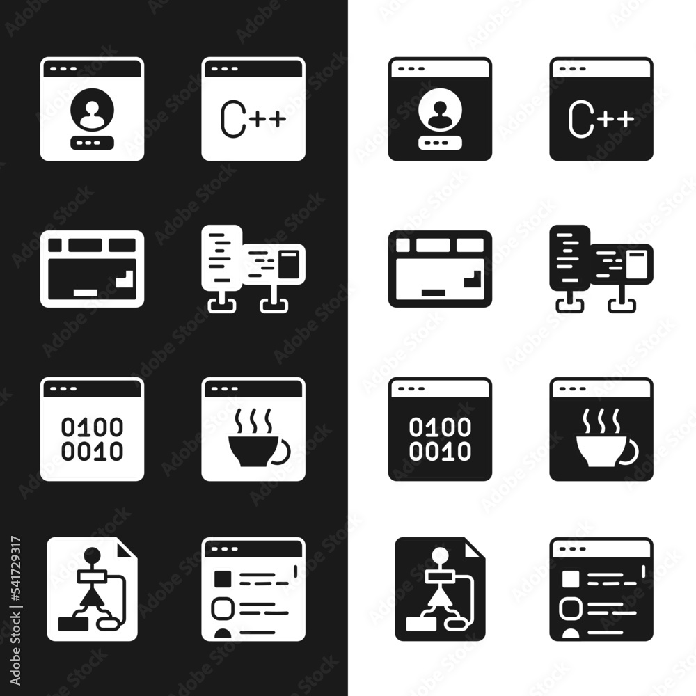 Set Computer monitor screen, Keyboard, Create account, Software, Binary code, Browser files and ...