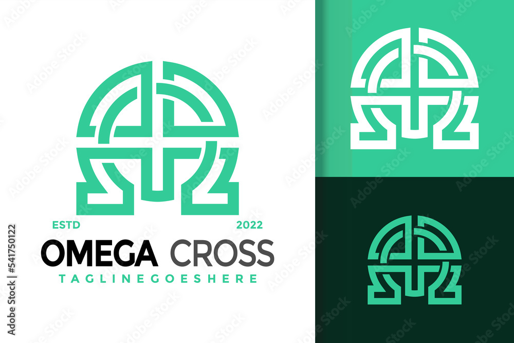 Omega Cross Logo Design, brand identity logos vector, modern logo, Logo ...