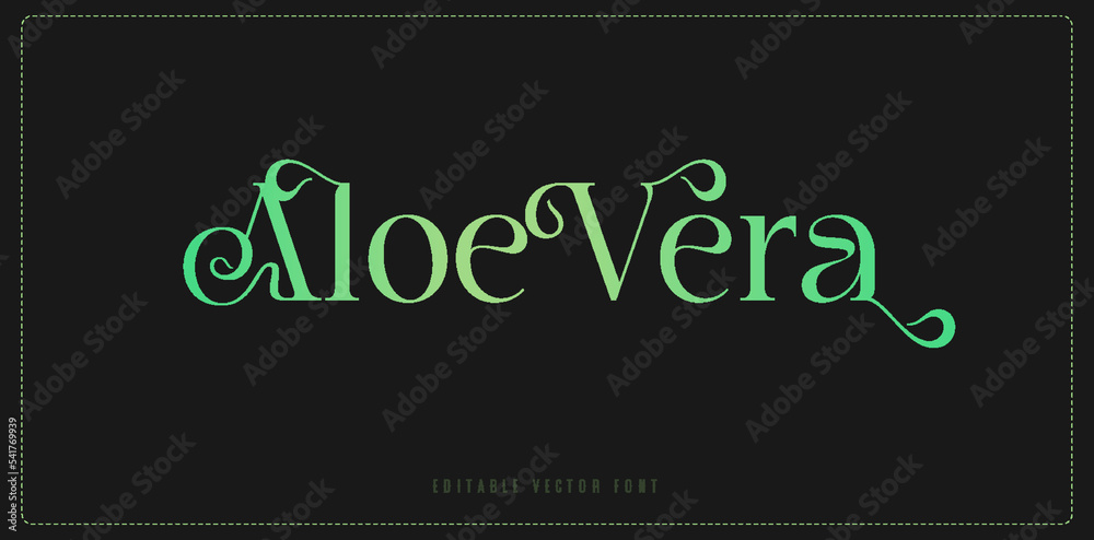 Elegant Aloe Vera green alphabet letters font template. Classic ...