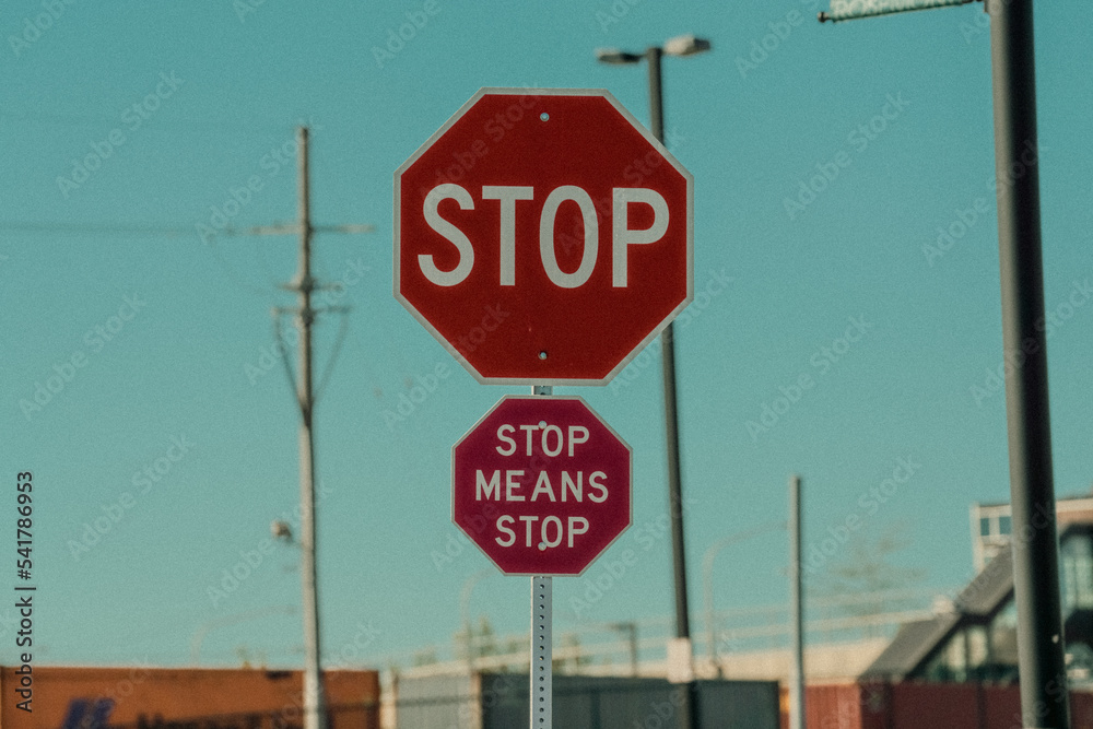 stop sign on the road Stock Photo | Adobe Stock