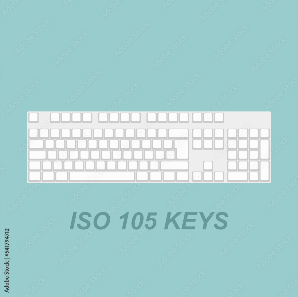 ISO 105 Keys Mechanical Keyboard layout vector Computer Keyboard, Icons ...