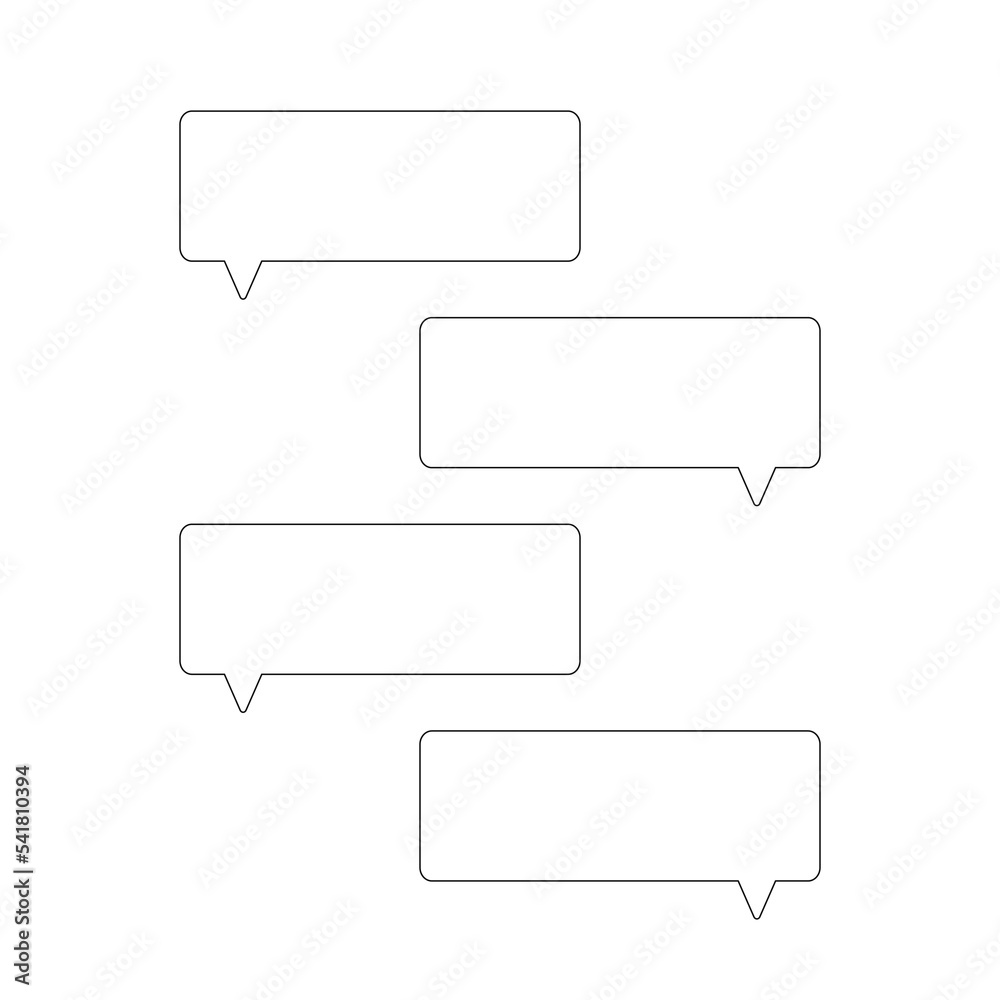 Blank speech bubbles outline mockup. Message window with text editable ...