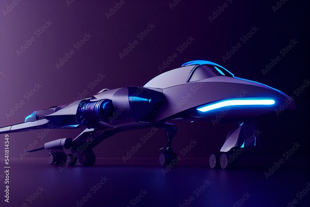 science fiction airplane, futuristic jet fighter, future aircraft technology, generative ai ...