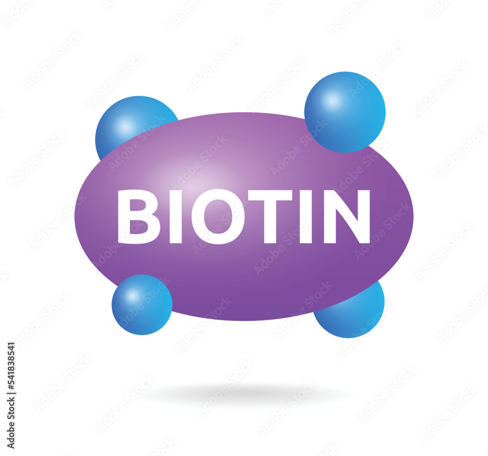 Biotin chemical element in 3d design. Dietary supplements symbol vector ...