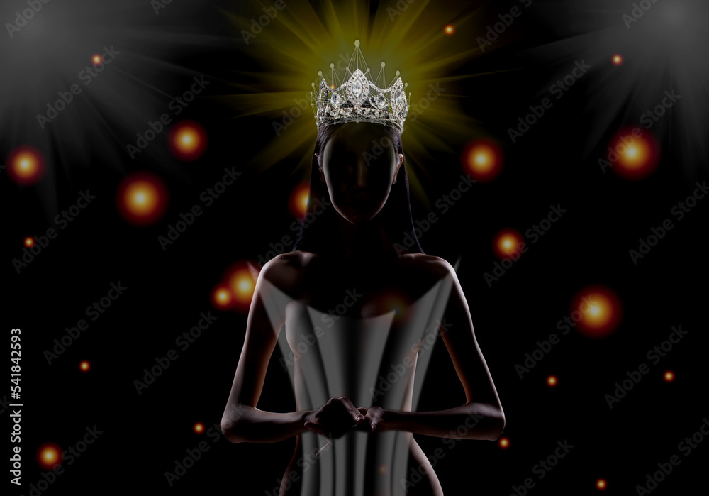 Silhouette body shape of Miss Pageant Beauty Contest with Diamond Crown ...