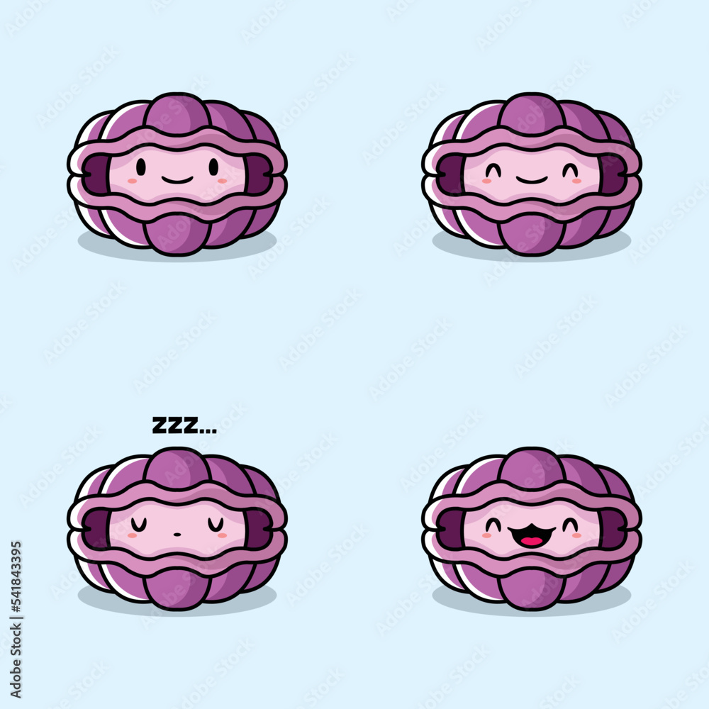 vector illustration of kawaii sea shell emoji Stock Vector | Adobe Stock
